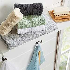 Great Bay Home 6-Piece Towel Set. 100% Cotton Bathroom Towels. Absorbent Quick-Dry Towels for Home. Set Includes 2 Bath, 2 Hand, and 2 Wash. Cooper Collection (6 Piece Set, Light Grey)