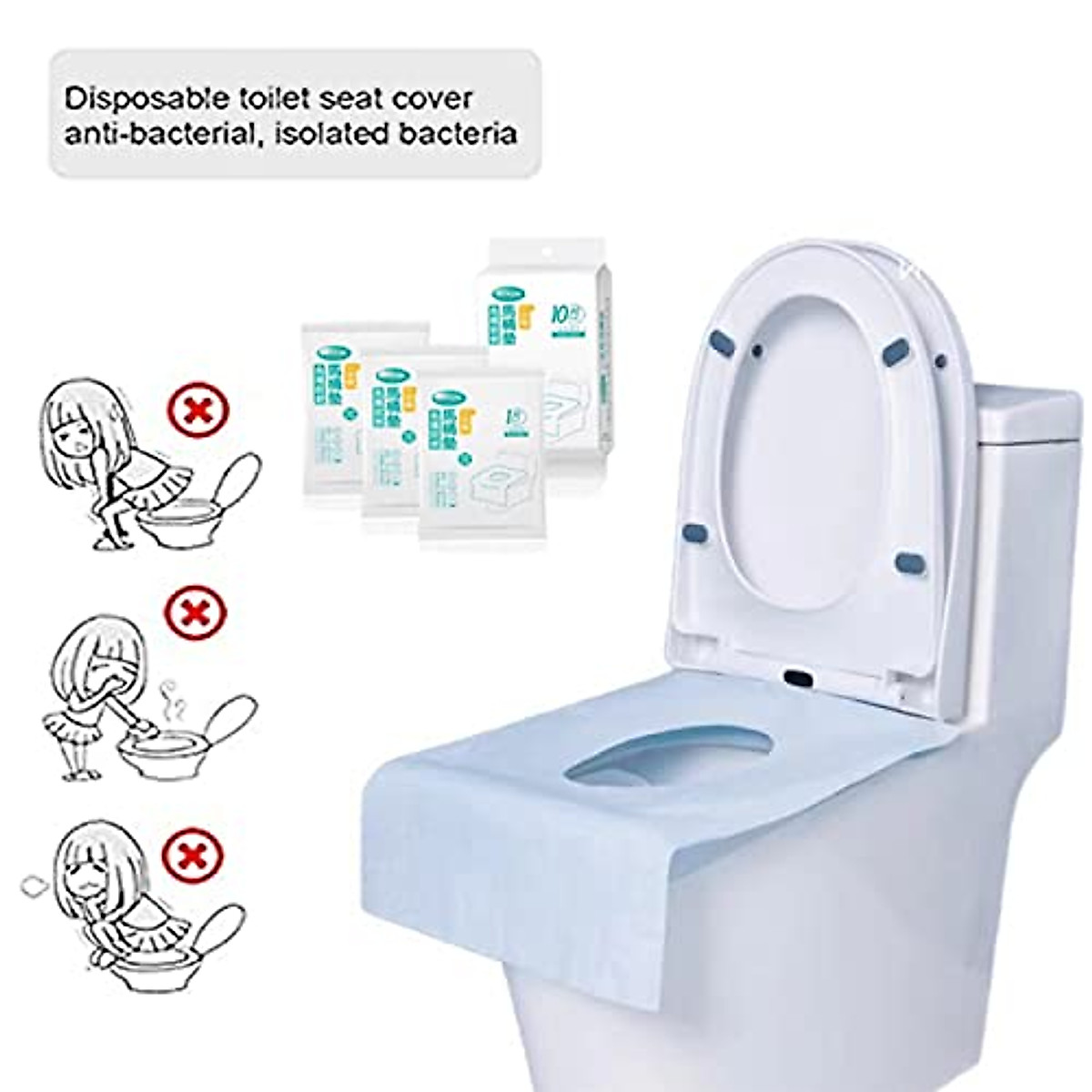 Toilet Seat Covers Disposable,50Pcs Waterproof Individually Wrapped Large Portable Potty Seat Covers for Kids Potty Training, Road Trip and Public Restrooms