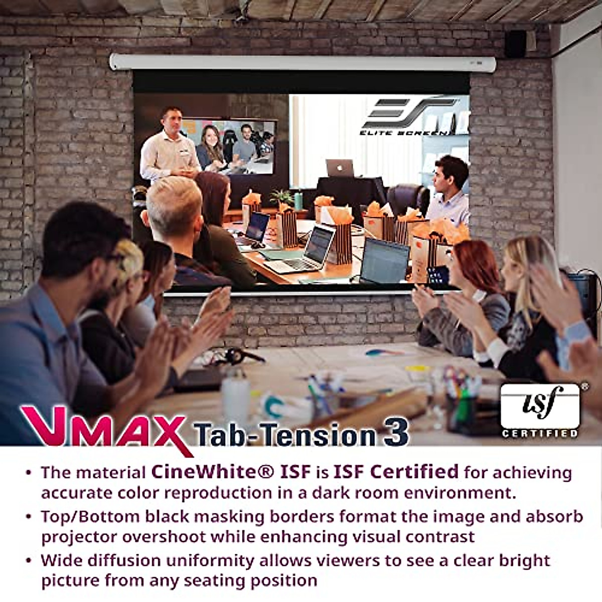 Elite Screens VMAX Tab Tension 3 Series, 110-INCH Electric Motorized Projector Screen CineWhite ISF Material Movie Home Theater, VMAXT110XWH3