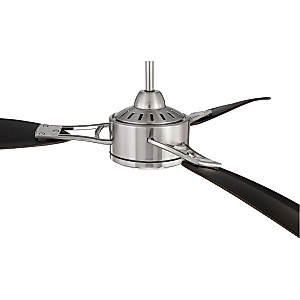 Craftmade JOU64BNK3 Journey Modern 64" Indoor/Outdoor Damp Location Large Ceiling Fan with LED Lights & Remote/WiFi, 3 Black Walnut ABS Blades, DC Motor, Brushed Polished Nickel