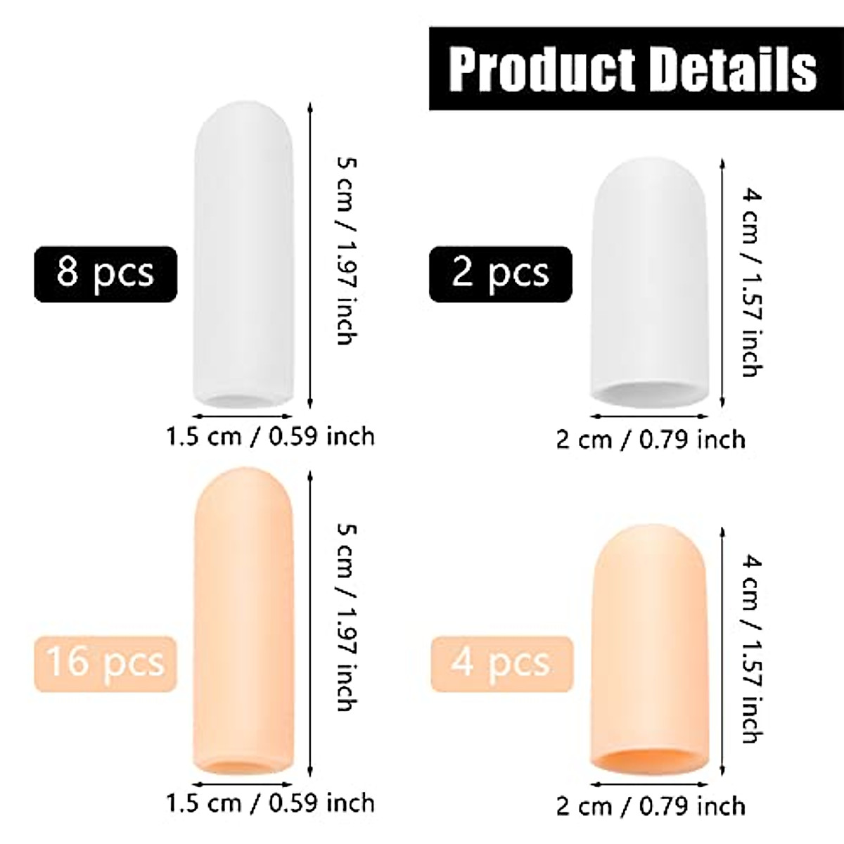 Frienda 30 Pieces Gel Finger Protector Finger Cots Silicone Finger Cover Cap Gel Finger Sleeves Finger Support for Finger Cracking, Finger Trigger (White, Apricot)