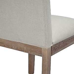 FurnitureR Dining Chairs Set of 2 Upholstered Fabric High Back Polka Dots Design with Wood Legs and Padded Seat for Kitchen Restaurant Living Room, Beige