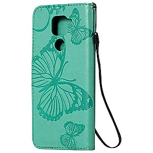 Asdsinfor Compatible with Redmi Note 9 Case Wallet Case Credit Cards Slot with Stand for PU Leather Shockproof Flip Magnetic Compatible with Xiaomi Redmi Note 9/Redmi 10X 4G Big Butterfly Green KT