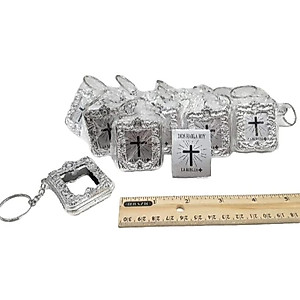 CL Gift 12 x Mini Bible Keychain English Spanish Gold Silver Holy Bible Religious Favor/Baptism Favor/First Communions, Baptism, Wedding Shower (Spanish (Silver))