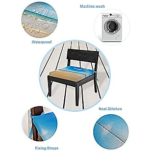 Waterproof Patio Chair Seat Covers Beach Themed Beautiful Blue Sky and Sea 2 Pack Outdoor Cushion Covers,Removable Cushion Slipcovers for Dining Room,Garden,Beach 20x18x4 Inch