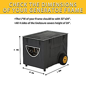 GEHENG Runtime Generator Cover, 100% Waterproof Generator Cover, Double Layer Design, All Weather Use, Extra Heavy Duty 600D Water Resistant Polyester Tarp, 32"x24"x24", Tear-resistant, black.