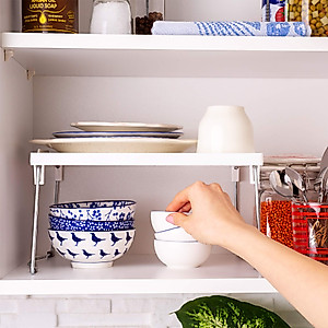 EDNA HOME Cabinet Shelf Organizer, Stacking Cabinet Rack, 11 x 11.8in, Metal Wire Pantry and Counter Shelf for Storage of Kitchen and Bathroom Items, Made in Europe, 1 Piece