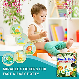 Miracle Potty Training Color Changing Stickers for Girls and Boys | Jungle Animal Toddler Potty Training Seat Toilet Sticker | Use with or Without Printable Potty Chart Or Potty Watch | 5 Pack