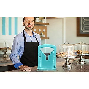 Bagel Slicer, Safety Handle, Bagel Cutter Stainless Steel (Aqua Sky)