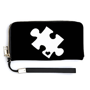 FunnyStar Autism Awareness Puzzle Piece Women’s PU Leather Wallet with Card Holders Money Organizer Zipper Purse Wristlet Handbag