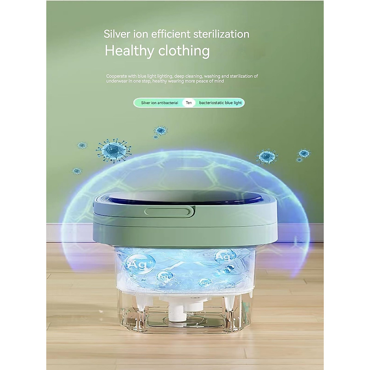 Portable washing machine, 8L large capacity mini washing machine, foldable, three intelligent modes for cleaning underwear and baby clothing, suitable for apartments, dormitories, and travel (Pink)