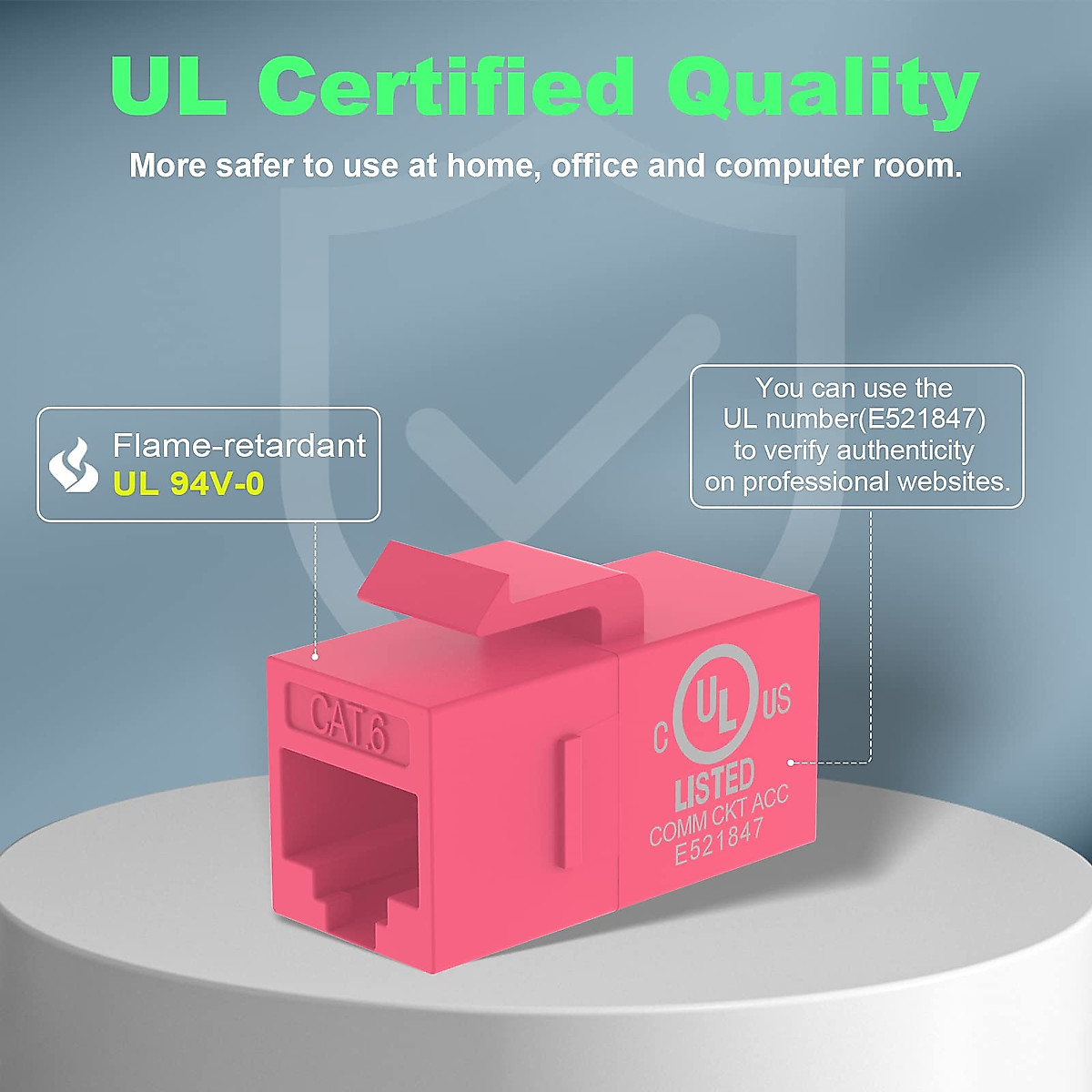 VCE CAT6 Keystone Coupler UL Listed 15-Pack, RJ45 Female to Female Insert Coupler UTP Ethernet Inline Coupler Blue+Red+Yellow