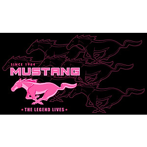 JH Design Women's Ford Mustang Collage T-Shirt a Short Sleeve Crew Neck Shirt (3X, CLG4-black/pink)