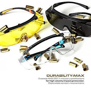 Glove Station Optic Max Safety Glasses Over Eyeglasses - Fits Over Your Prescription - Safety Glasses for Men and Women with Anti-Fog Coating, Wrap-Around Lenses, Adjustable Arms and Side Shields