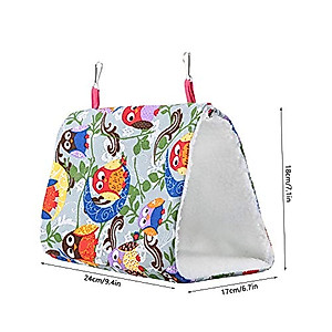 ViaGasaFamido Winter Warm Bird Nest, Hanging Bird Hammock Plush House Snuggle Tent for Parrots Parakeet Cockatiels Budgie Lovebird Finch(Owl Moon)