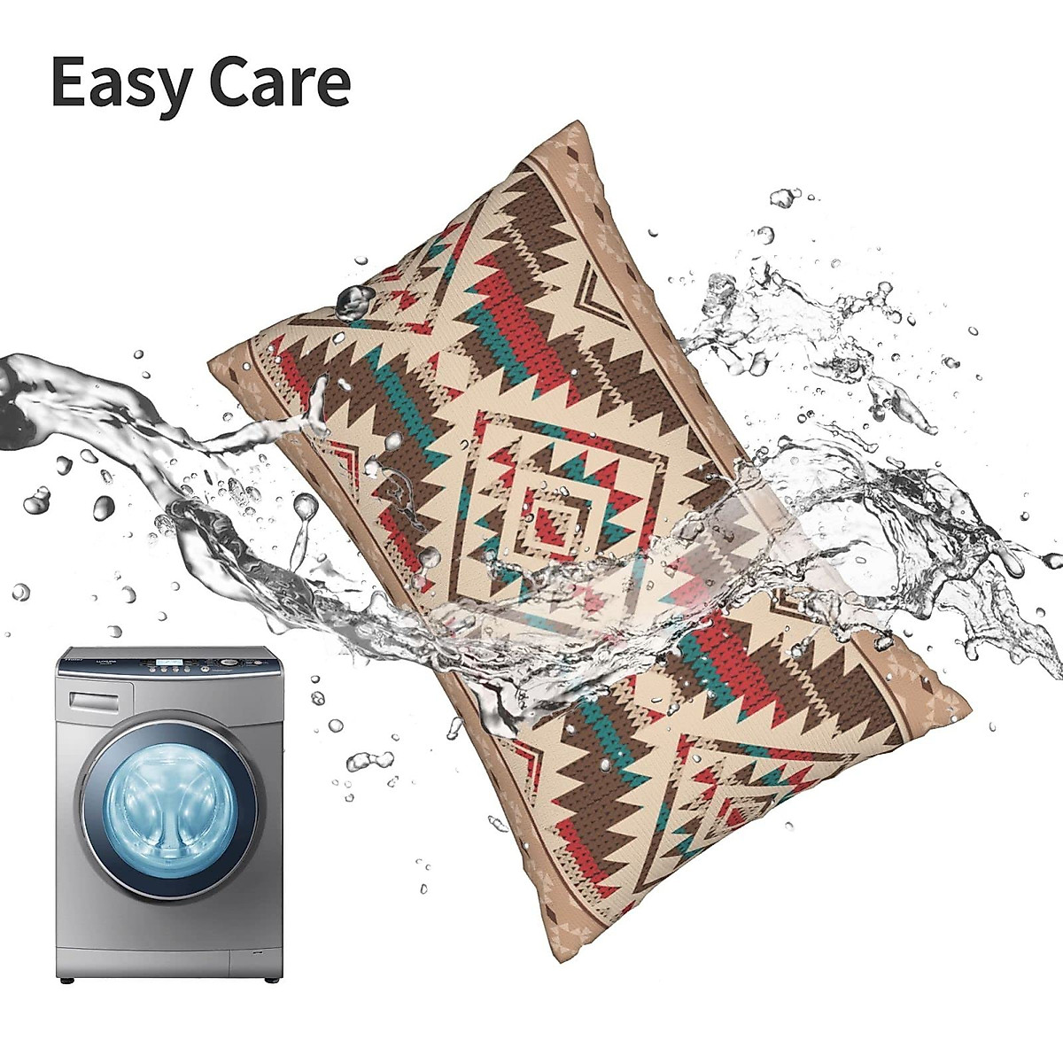 Southwest Geometric Aztec Pillow Case Queen Size - Soft Pillowcase 20x30 Inch Durable Easy Care Decorative Bed Pillow Protectors Covers for Skin and Hair