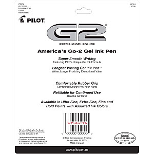 Pilot G2 Premium Retractable Gel-Ink Rolling Ball Pens, Extra Fine Point (0.5mm), Assorted, 10/Pk (14168)