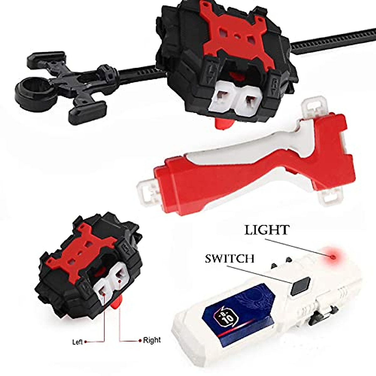 Bey Burst Gyro Toy Set with Arena Great Birthday Gift for Boys Children Kids 6 8 + Metal Fusion Attack Top Grip Blade Set with Battling Game Storage Box 8 Top Burst Gyros 3 Two-Way Launcher 2 Handles