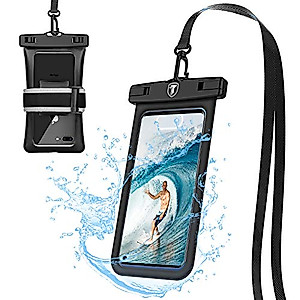 Tiflook Floating Waterproof Phone Pouch with Lanyard and Armband Dry Bag Holder Underwater Case for Motorola Moto G Power G Stylus G Play E E6 One 5G G7 Power G7 Play G6 Z4 Z3, Black