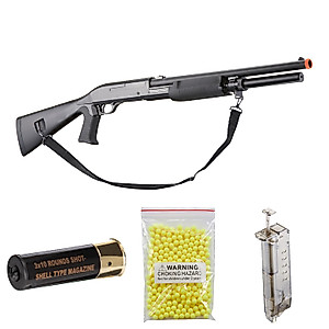 Durable Multi-Shot Triple Burst Pump Action Airsoft Steel/Polymer Shotgun 380 FPS with Shell-M3