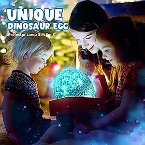 Dinosaur Egg Night Light Toys：STRAWBETTER 2-in-1 Dino & Star Projector for Kids 3-5 6 7 8 9 10 Year Old Boy Girl Gifts 360°Rotating Nights Lights Lamp Boys Gift Toy Age 3-12 Bedroom Decor