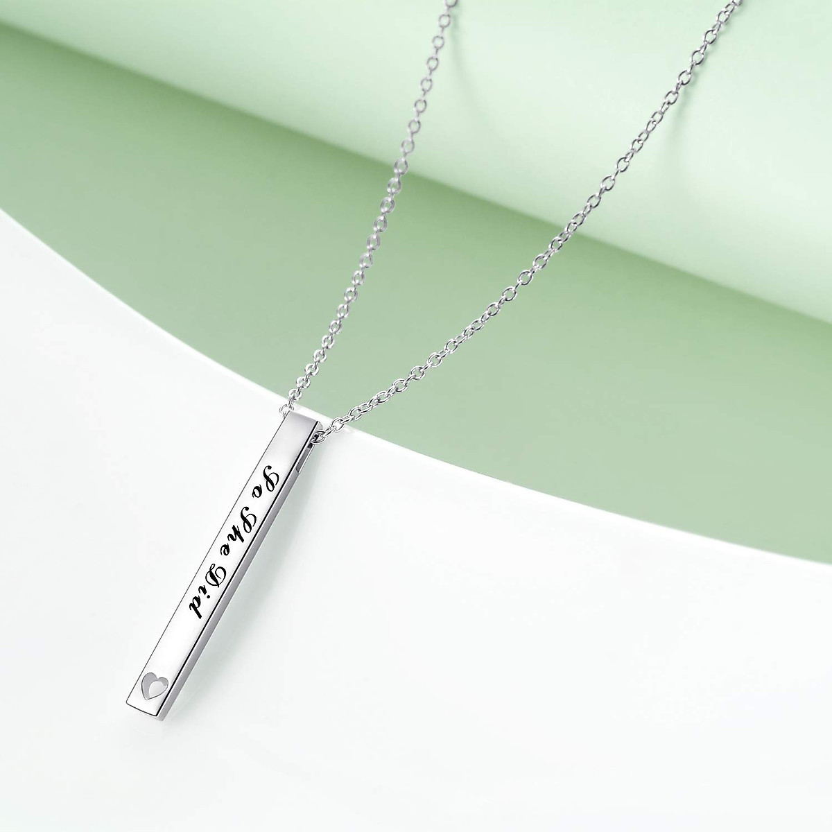 AXELUNA 925 Sterling Silver She Believed She Could So She Did Bar Necklace Jewelry Inspirational Gifts for Women