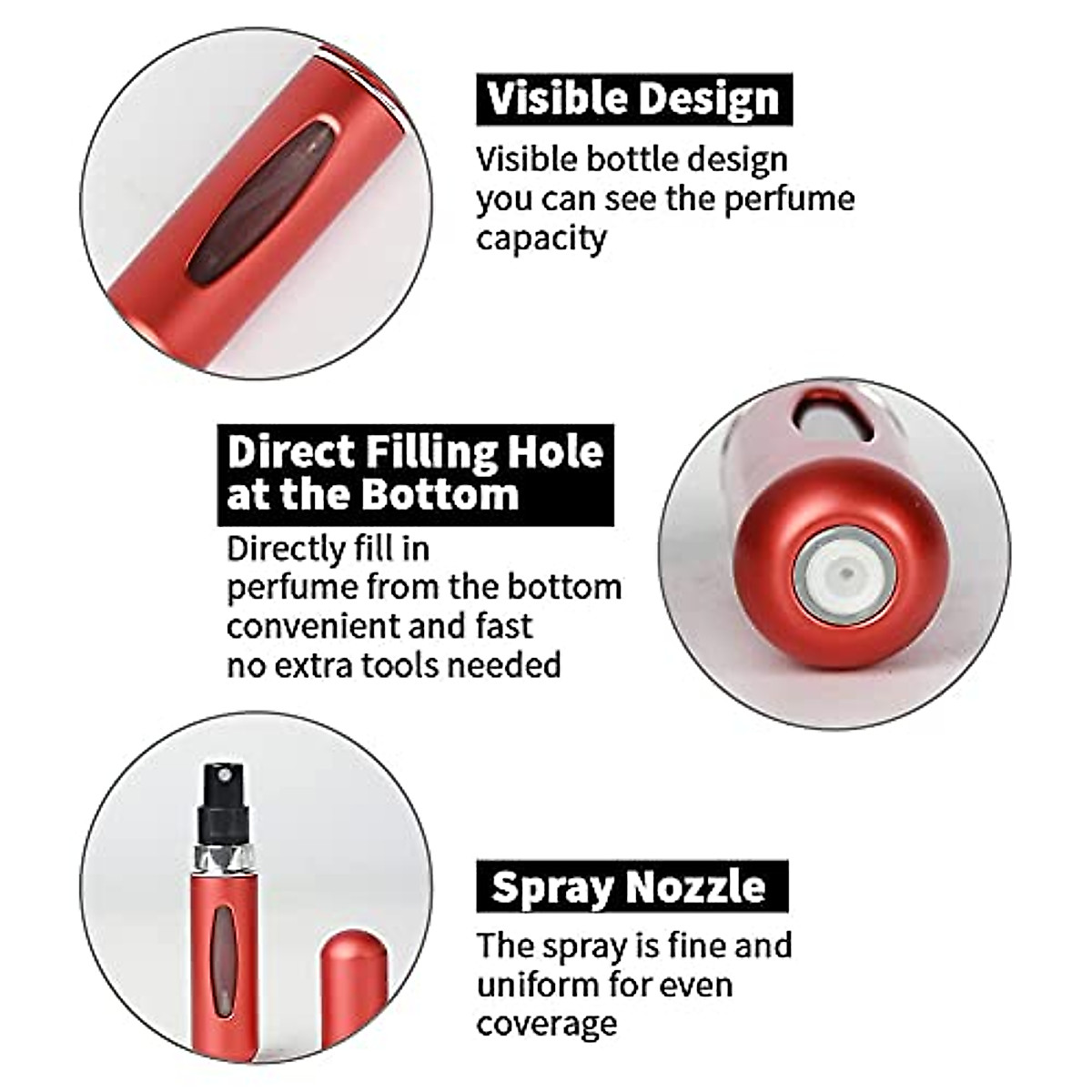 Saiveina Portable 5ml Mini Perfume Atomizer Bottles, Refillable Perfume Spray Bottle, Scent Pump Case, Empty Perfume Bottles for Travel and Outgoing(4 Pack)