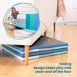 ECR4Kids SoftZone Turning Tiles Activity Mat, Colorful Soft Toddler Crawling and Tummy Time Foam Mat, Padded Infant Floor Mat, Safe Active Play for Babies, Foldable Design - Contemporary Large