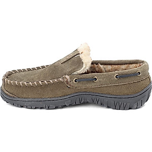 Clarks Mens Slippers Suede Venetian Moccasin Indoor & Outdoor Warm And Cozy House Slippers For Men (11 M US, Sage)