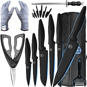 XYJ Authentic Since1986,Professional Knife Sets for Master Chefs,Slicing Cooking Knife With Roll Bag,Cover,Scissors,Honing Steel,Culinary Chef Knives,Paring,Santoku,Bread,Slice