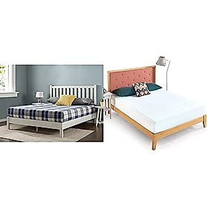 Zinus Wen Wood Deluxe Platform Bed Frame, Full & 10 Inch Green Tea Cooling Gel Memory Foam Mattress/Cooling Gel Foam/Pressure Relieving/CertiPUR-US Certified/Bed-in-a-Box, Full