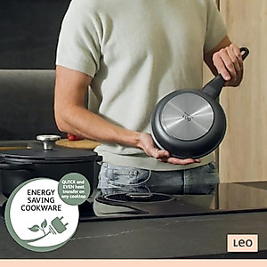Berghoff Leo Phantom Nonstick Ceramic Frying Pan 8in Detachable Handle Recycled Cast Aluminum CeraGreen Non-toxic Coating Induction Pan Oven-to-table Cookware Full Disk