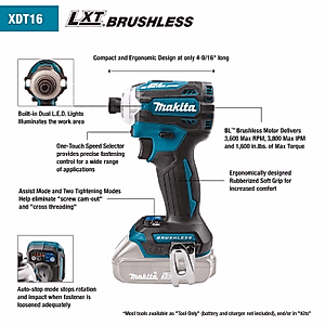 Makita XT288G 18V LXT® Lithium-Ion Brushless Cordless 2-Pc. Combo Kit (6.0Ah)