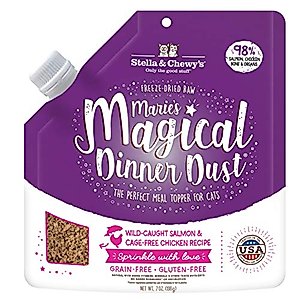 Stella & Chewy’s Freeze-Dried Raw Marie’s Magical Dinner Dust – Grain Free, Protein Rich Cat & Kitten Food Topper – Wild-Caught Salmon & Cage-Free Chicken Recipe – 7 oz Bag