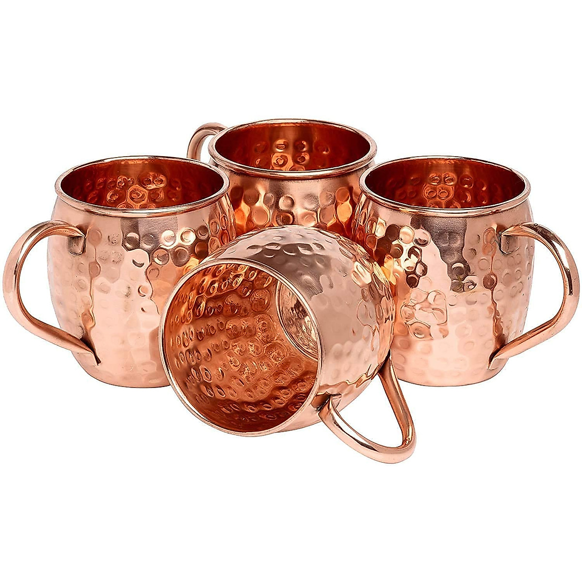 BOLD & DIVINE Authentic Moscow Mule Copper Mugs | Solid 100% Copper Cups Set w/ 4 Straws, 1 Shot Glass, 1 Spoon | Set of 4 (16oz)