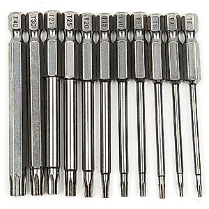 Yakamoz 11 Pcs Magnetic T6-T40 Torx Head Screw Driver Bit Set Security Tamper Proof Star 6 Point Screwdriver Drill Bits Tools with 1/4 Inch Hex Shank | 3 Inch Length
