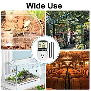 KEBIDU Digital Temperature Controller Reptile Thermostat Controlled Cooling Heating Pet Mat Pad Outlet Plug Timer for Reptiles Aquarium Homebrew Greenhouse Fermentation ℉/℃ 15A 1800W