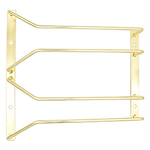 ZOOHOT 22.5cm Wine Glass Rack - Under Cabinet Stemware Wine Glass Holder Glasses Storage Hanger Metal Organizer for Bar Kitchen, Gold Finish (2 Rows, 1 Pack)