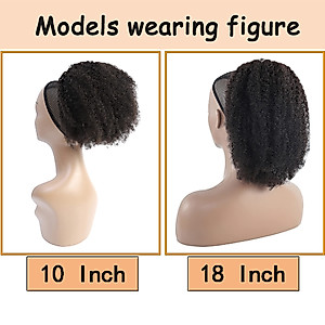 Afro Puff Drawstring Ponytail Bun For Black Women 150% Density 10A Brazilian Virgin Human Hair 4C Afro Kinky Curly Clip In Ponytail Extension Human Hair Pieces 120g Natural Color 10 Inch