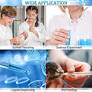 Asherxin 5 Pack 10ml Glass Pipette Dropper Lab Graduated Dropper Glass Liquid Pipette with 1 Pc Cleaning Brush for Liquid Essential Oil, Lab Dropper Pipettes Transfer with Rubber Cap