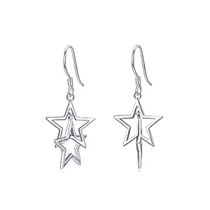 Dangle Star Earrings Sterling Silver Star Drop Earrings Interlocking Earrings Star Earrings for Women Teen