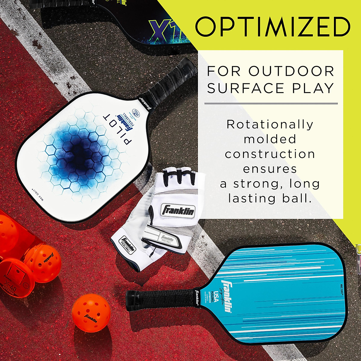 Franklin Sports Outdoor Pickleballs - X-40 Pickleball Balls - USA Pickleball (USAPA) Approved - 3 Pack Outside Pickleballs - Ember - US Open Ball