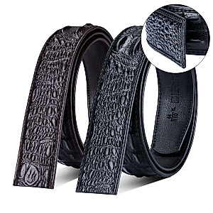 Barry.Wang Mens Belt Leather 2pack,Slide Ratchet Belt Buckle Dress Casual Gift Adjustable,Trim to Fit