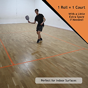 Quick Court Indoor Pickleball Court Tape, The Complete Pickleball Court Marking Kit - 2'' x 230FT, Pickleball Court Marking Tape with Instructions Included for Fast Court Marking (Orange)
