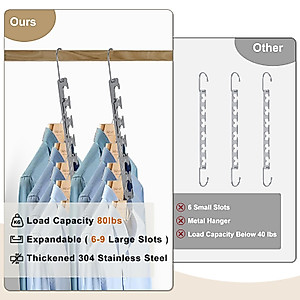 Cycleacc Magic Space Saving Hangers, Retractable Closet Hangers with 9 Holes, Multi Hangers Space Saving, Space Saving Hanger for Clothes, Closet Organizers Storage, Dorm Room Essentials (5 Pack)