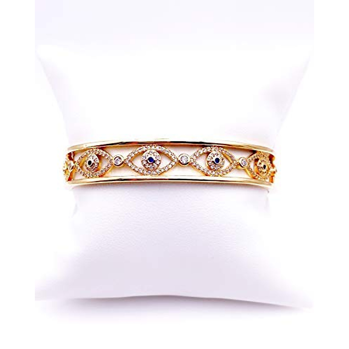 LESLIE BOULES 18K Gold Plated Evil Eye Cuff Bracelet for Women Fashion Jewelry