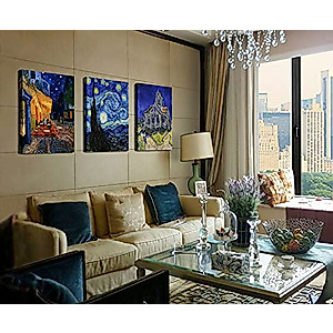 msspart Canvas Prints Giclee Artwork for Wall Decor, Classic Van Gogh Artwork Painting Reproduction Starry Night Canvas Art Picture Photo Prints for Wall Art Decoration 12"x16"x3 Piece