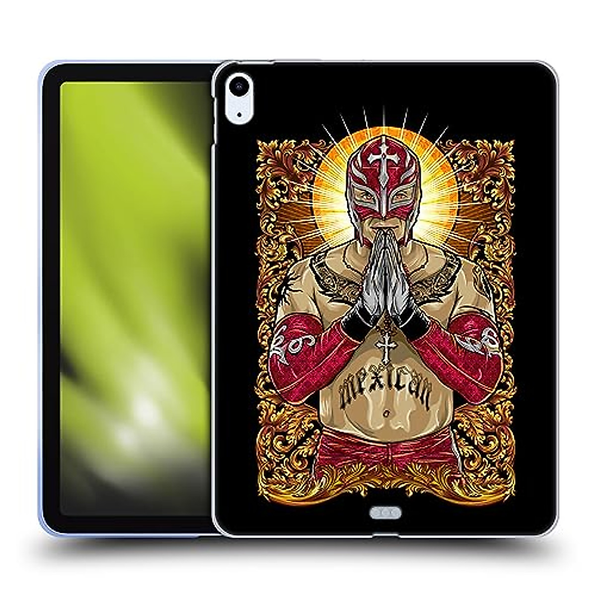 Head Case Designs Officially Licensed WWE Glow Rey Mysterio Soft Gel Case Compatible with Apple iPad Air 2020/2022