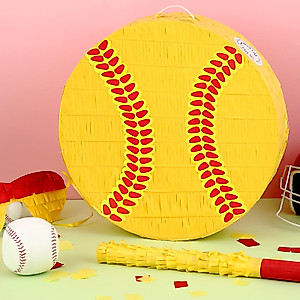 Deekin 3 Pcs Softball piñata Set Include piñata with Stick Eye Mask Softball piñata for Kids Music Science School Sports Bridal Shower Birthday Party Decorations Supplies