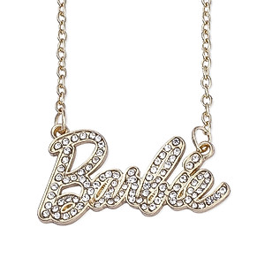 Barbie Crystal Script Logo Necklace (Gold)